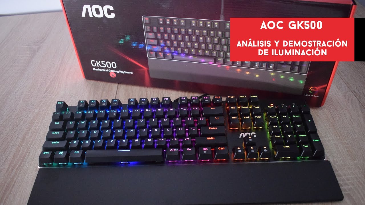 AOC GK500. Análisis y demostración de iluminación del teclado mecánico ...