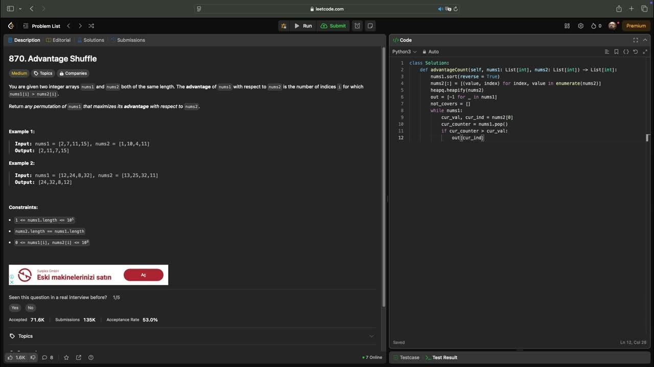 No Sound Leetcode 870: Advantage Shuffle - YouTube