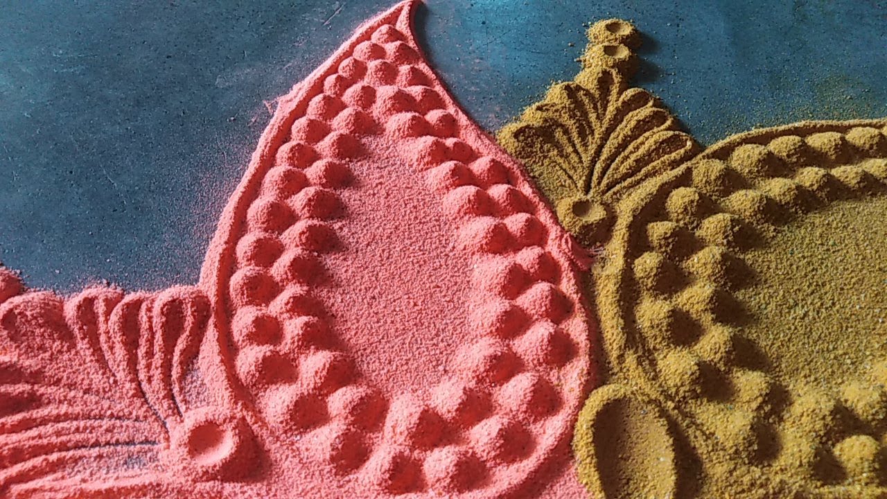 Mango design sand art||Relaxing colour sand art||Satisfying art - YouTube