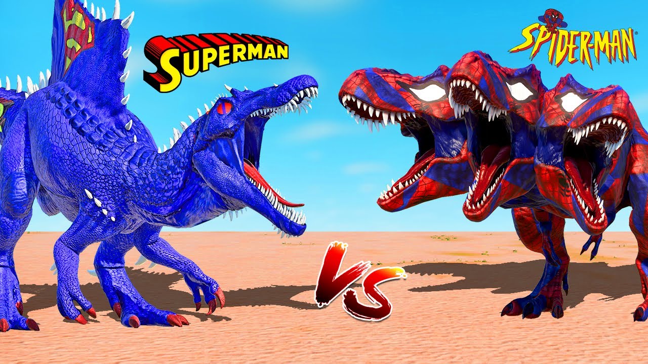 3head Spiderman T Rex Vs Batman I Rex Vs Superman Spinosaurus 🌍