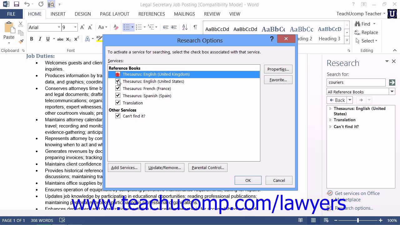 Microsoft Word 2013 Training for Lawyers: Adding Research Providers to ...