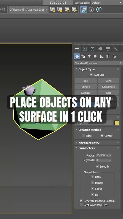 3ds Max for Beginners: Place Objects on any surface in 1 click with AutoGrid 🤗 #3dsmaxtutorial ...
