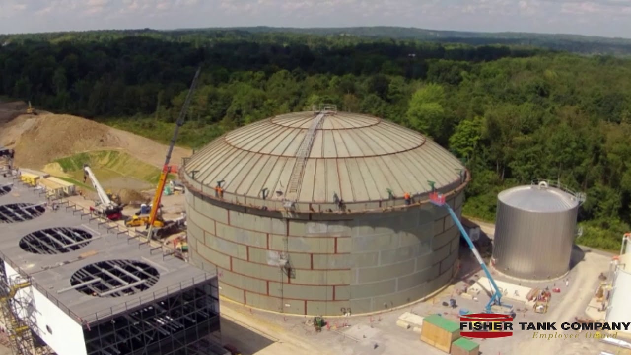 Air Raise 160' Diameter Tank Roof - YouTube