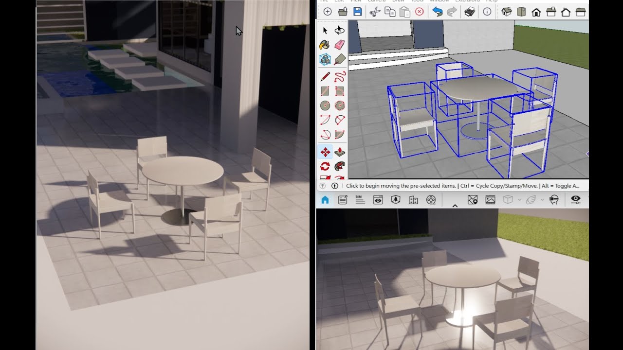 Learn Make a cafe chairs & Tables | Sketchup x Enscape - YouTube