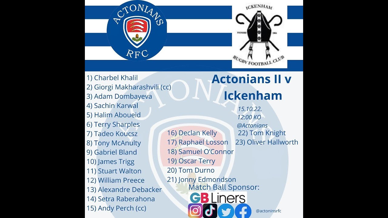 Actonians 2 VS Ickenham 15/10/2022 - YouTube
