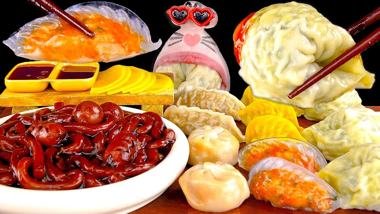 Black Bean Tteokbokki Noodles, 5 types of dumpling MUKBANG 짜장 떡볶이 누들, 5 ...