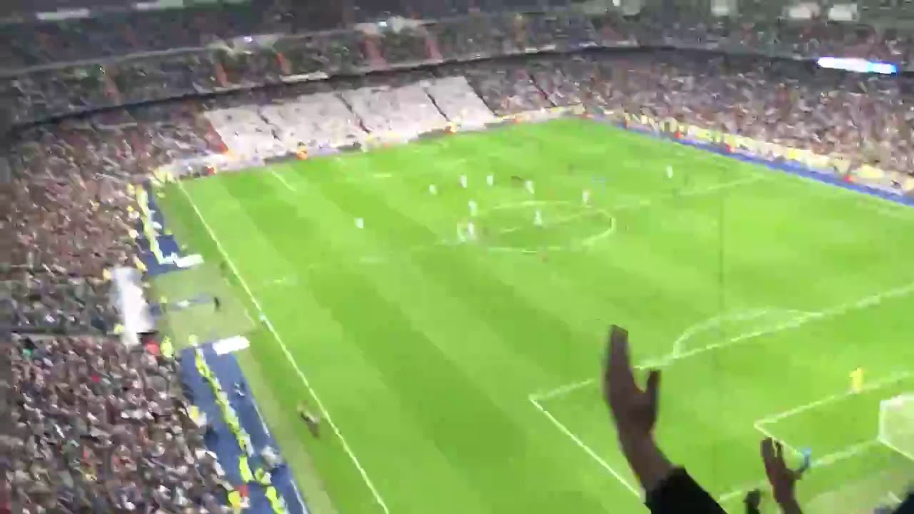 Tottenham fans celebrate their goal against Real Madrid at the Bernabeu ...