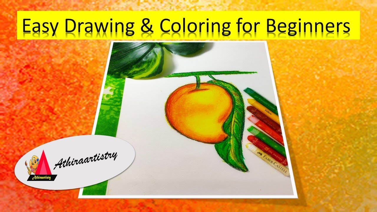 Easy Mango Drawing & Coloring || Oil Pastel for Beginners - YouTube