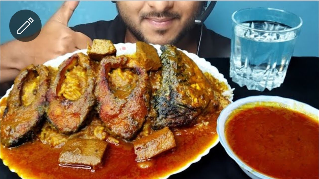 Spicy Rohu Fish Curry Eating With Basmati Rice | Eating Show ...