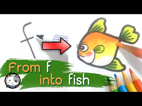 Draw a fish, A-Z Turn letter into cartoon (Drawing Picture) Learn ...