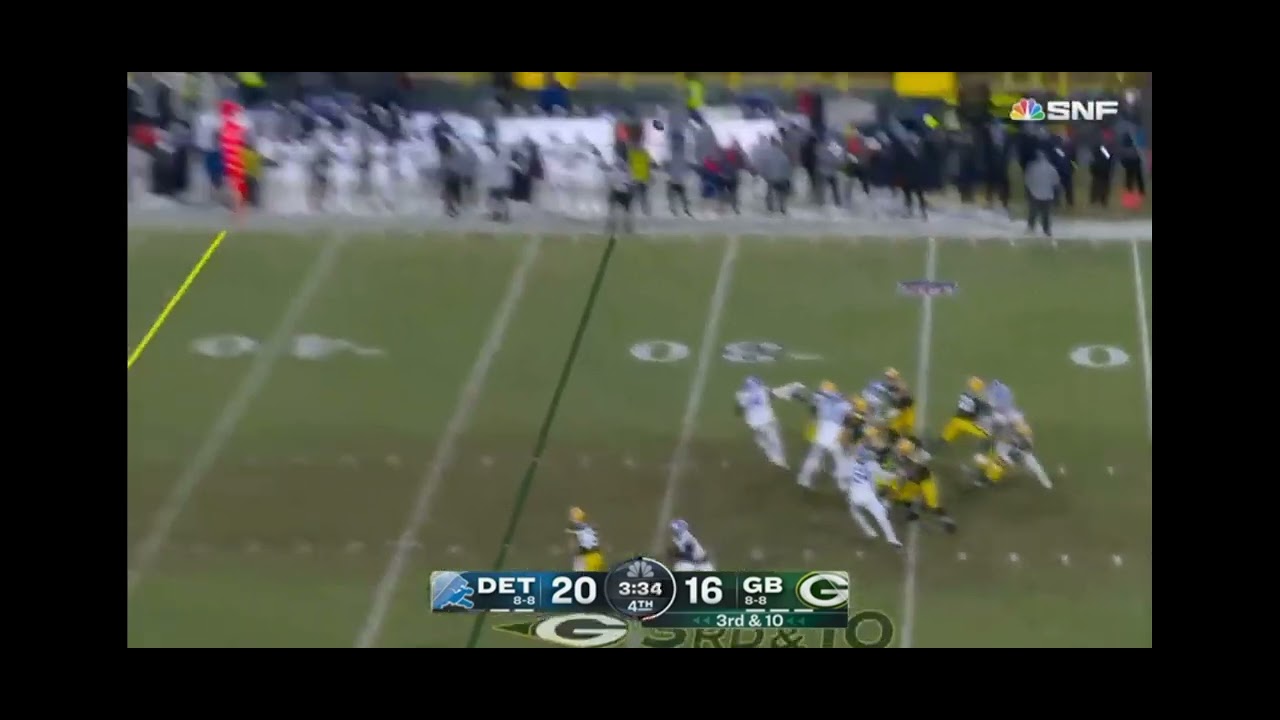 Rodgers throws a Interception vs Lions - YouTube