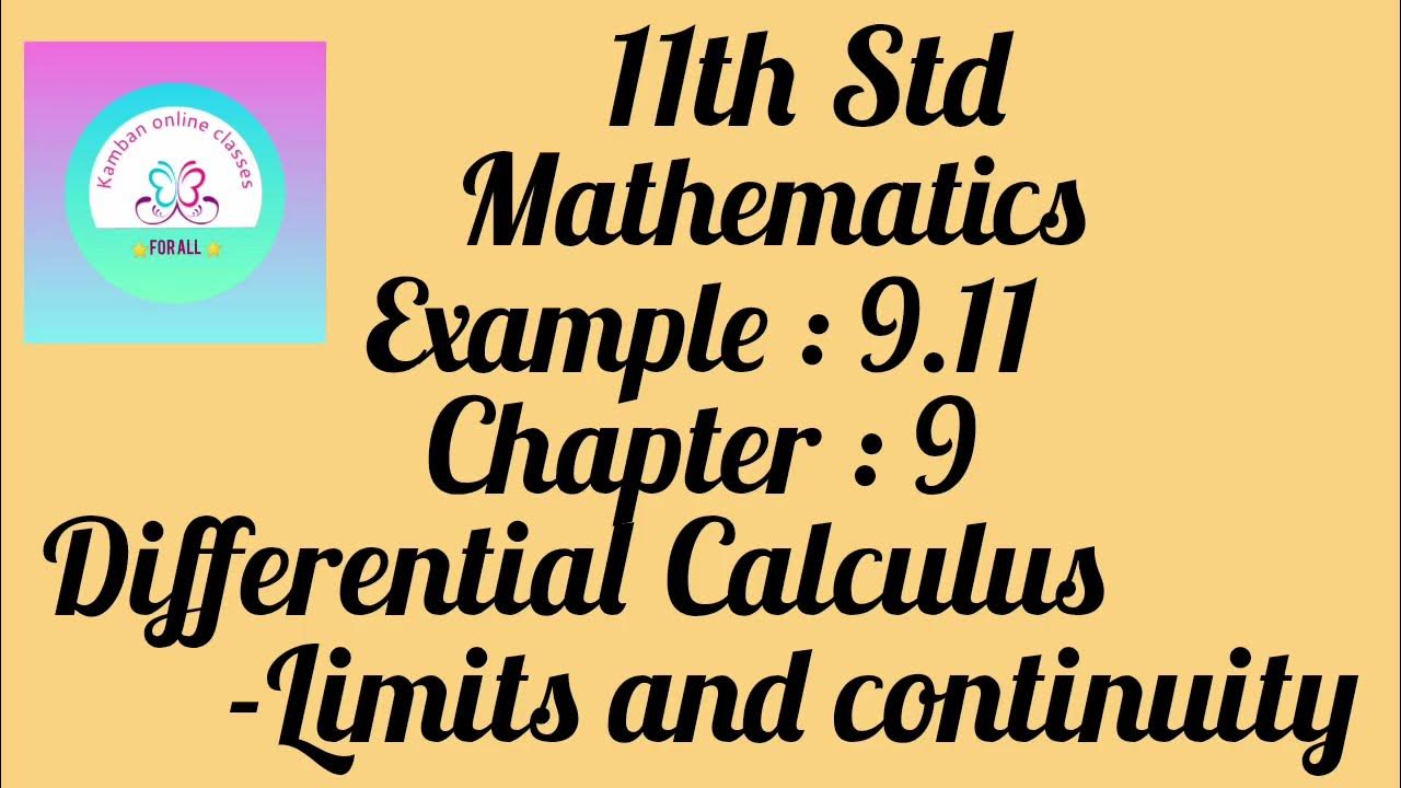 11th Std TN Mathematics Example : 9.11 Chapter : 9 Differential Calculus - Limits and Continuity ...
