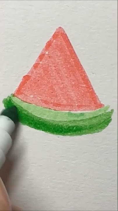 How to Draw a Watermelon slice cartoon style ☕ 30 seconds drawings # ...