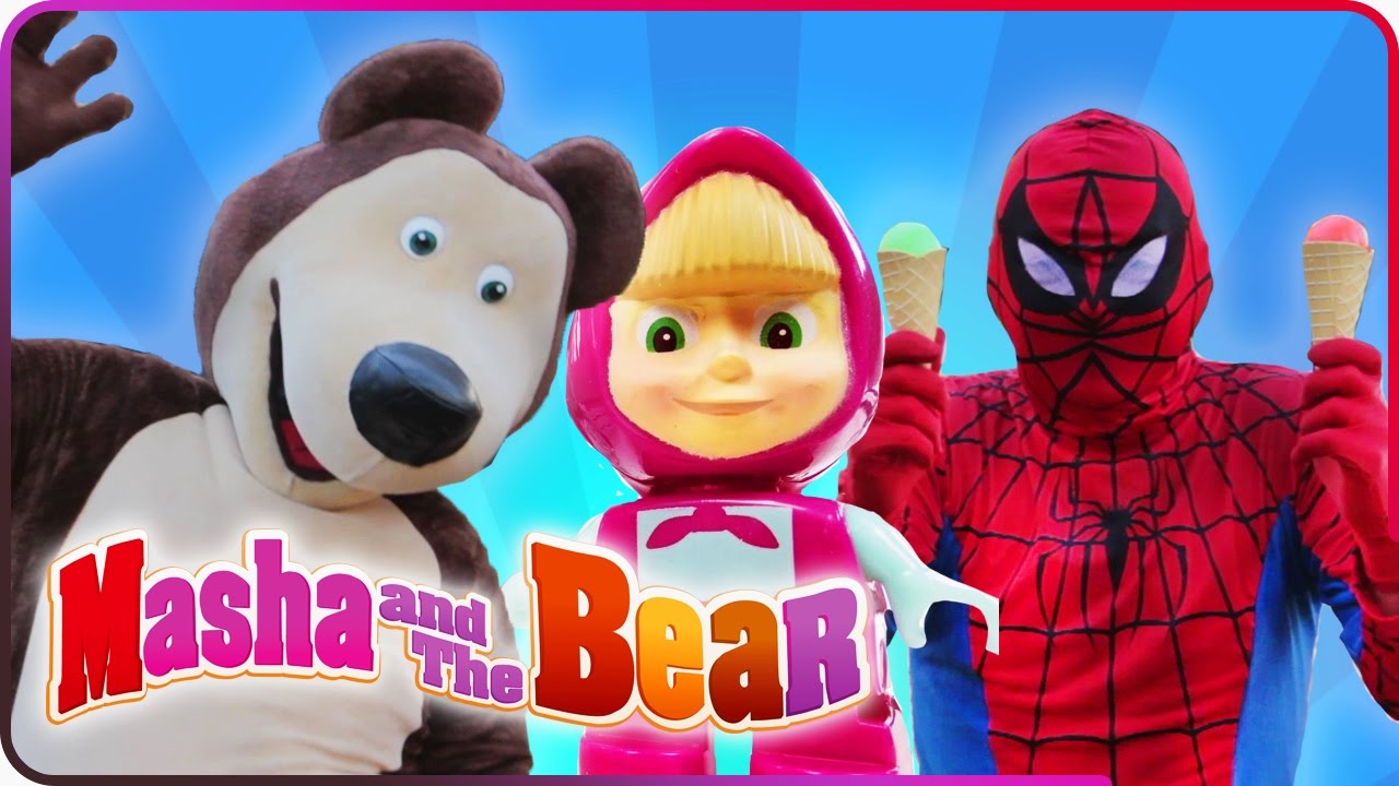 ♥ Masha and the Bear MAGIC BERRIES w/ Spider-Man In Real Life Stop ...