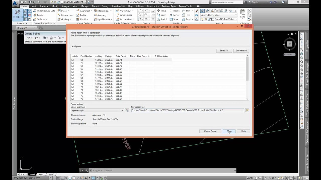 C3d Points With Station Offset And Elevation Youtube