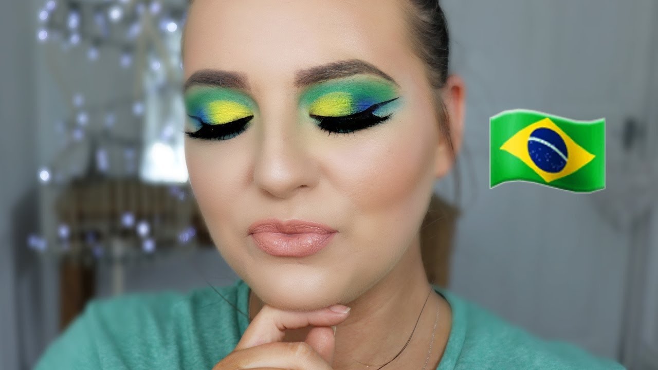 Brazil Flag Inspired Makeup - YouTube