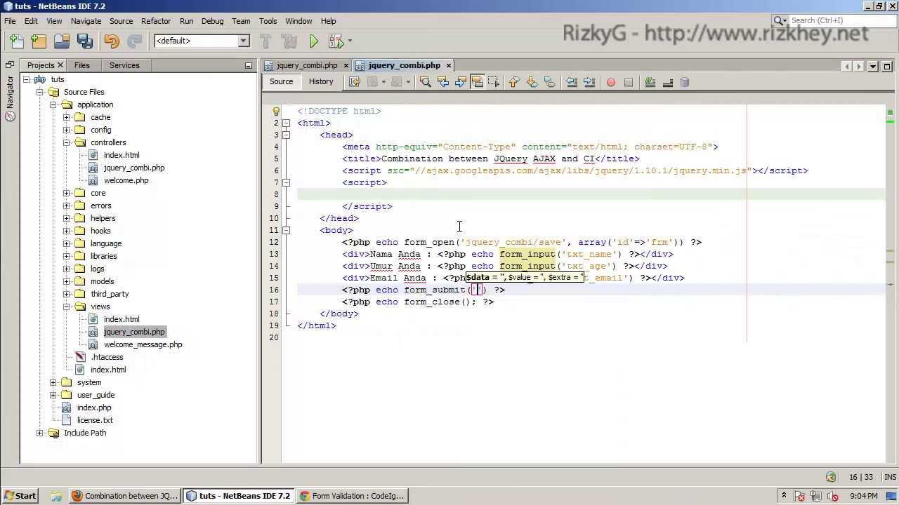 Menggabungkan Codeigniter Form validation JQuery AJAX YouTube menggabungkan-codeigniter-form-validation-jquery-ajax-youtube
