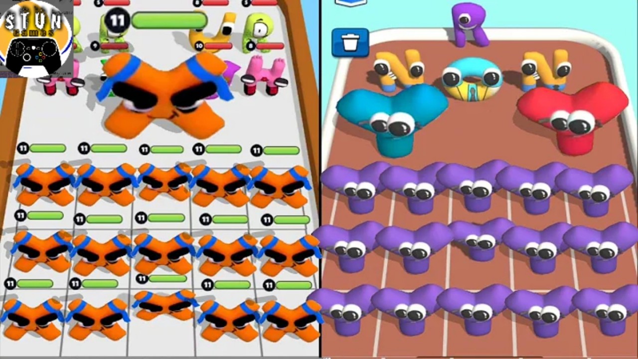 merge alphabet run game play VS town war game play | stun games ...