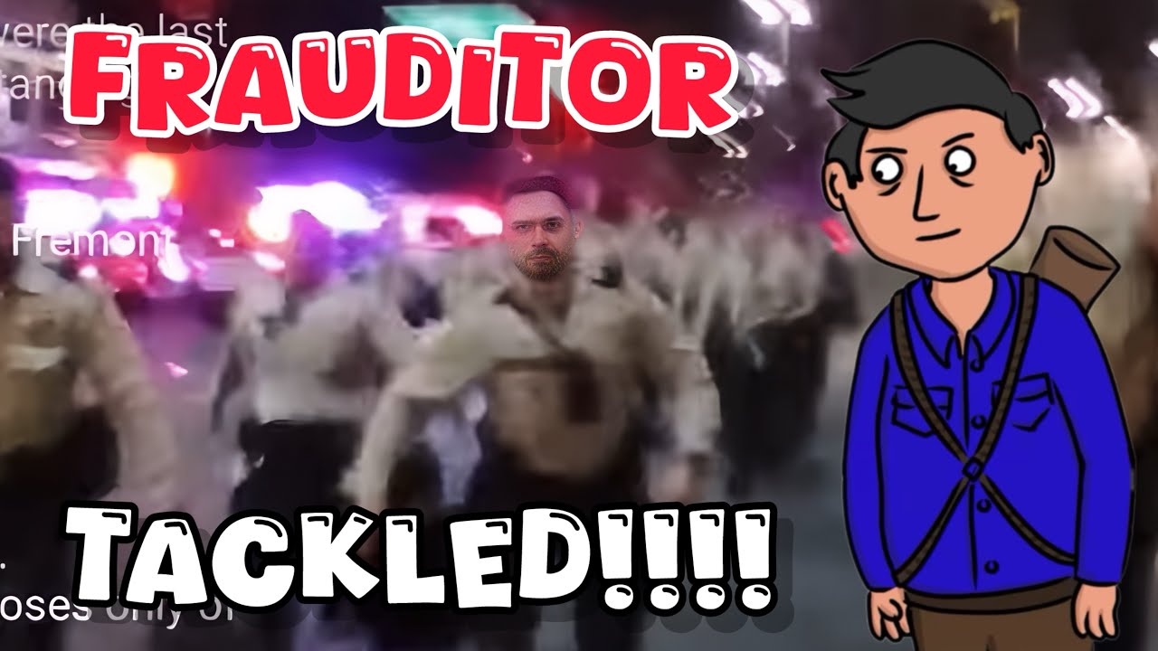 MOB OF COPS TACKLE AND ARREST IDIOT FRAUDITOR!!! EATS YUMMY SIDEWALK ...