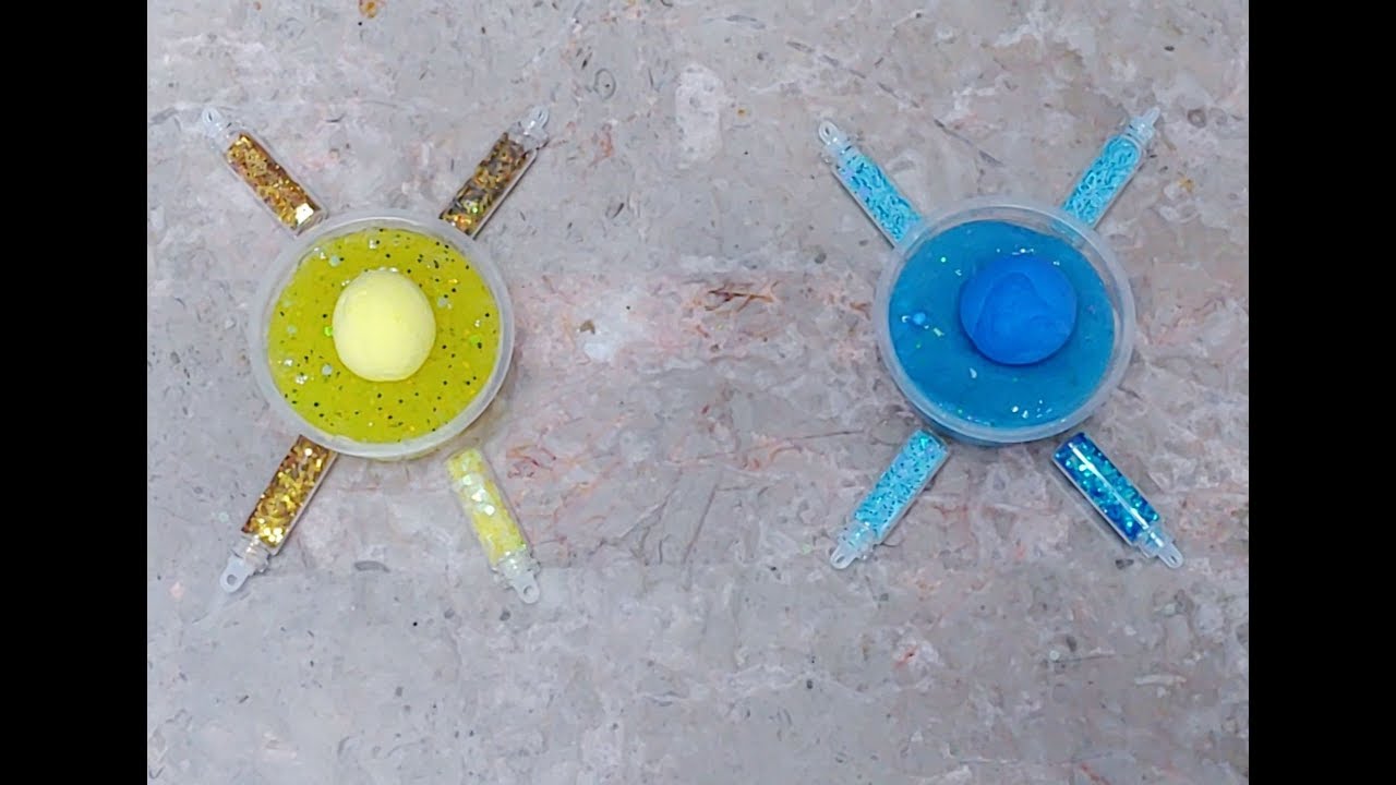 Yellow vs Blue slime || Clay Glitter Slime - YouTube