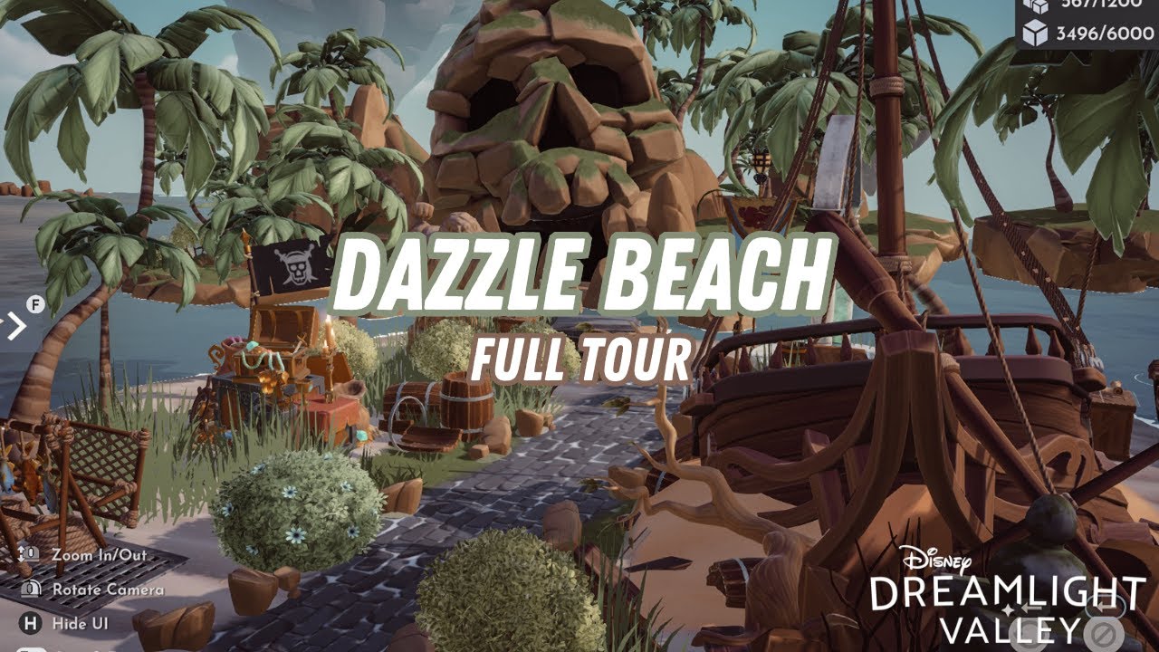 Dazzle Beach Full Tour ll (Beach Resort) Disney Dreamlight Valley - YouTube