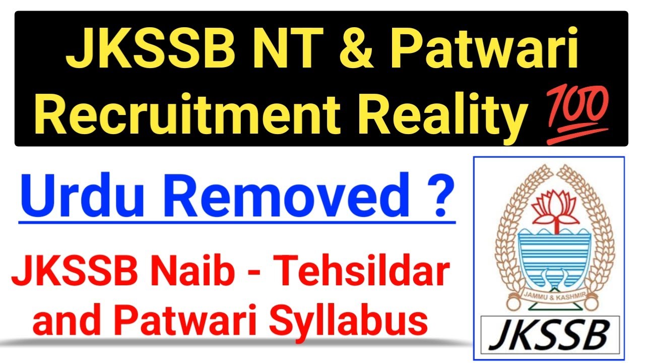 JKSSB Naib Tehsildar & Patwari Recruitment Reality 💯 URDU REMOVED ...