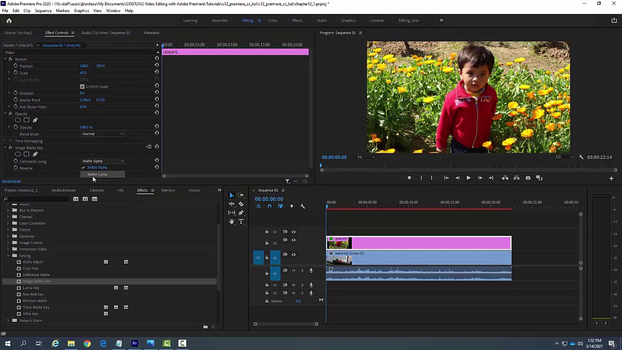 12 04 Applying the Image Matte Key Effect - YouTube