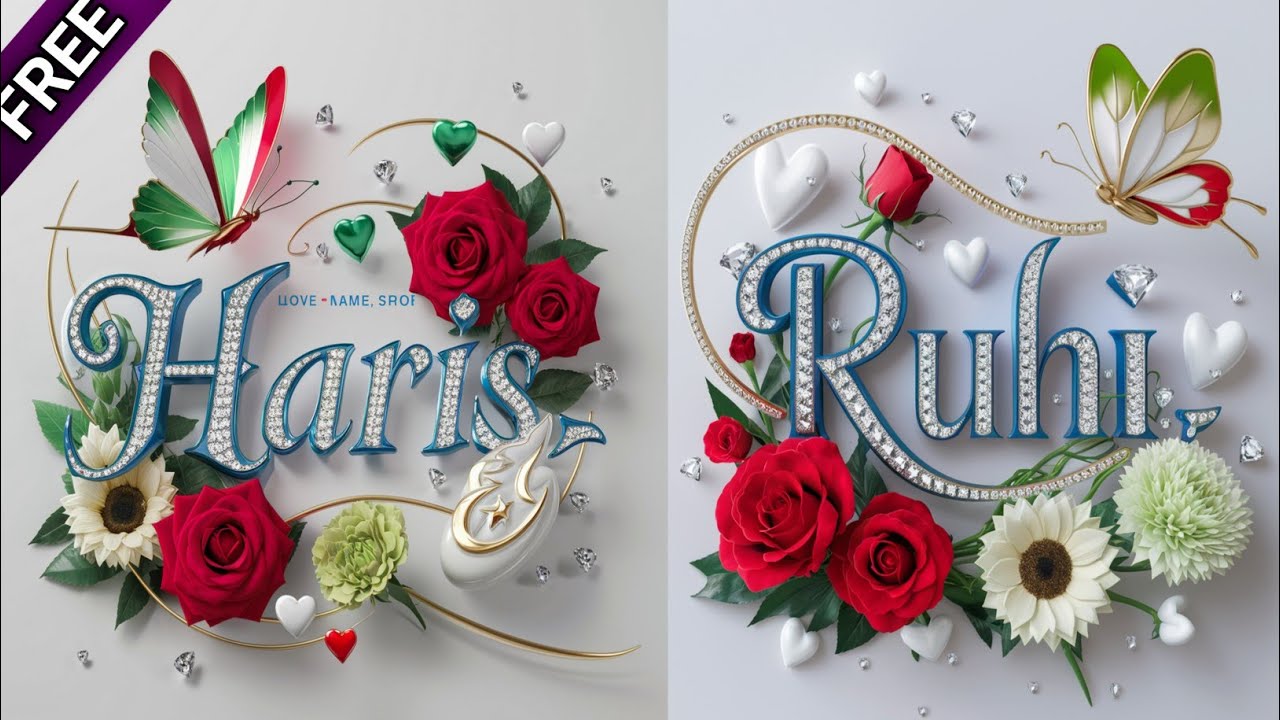 How To Create 3d Name Art Dp With Multi Colour Flowers Decorated Ai ...