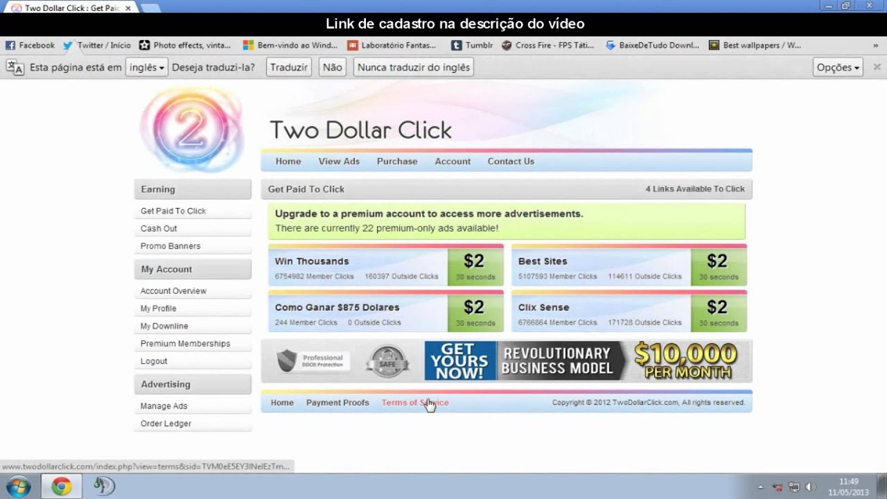 Two Dollar Click - Ganhando Dinheiro Online - YouTube