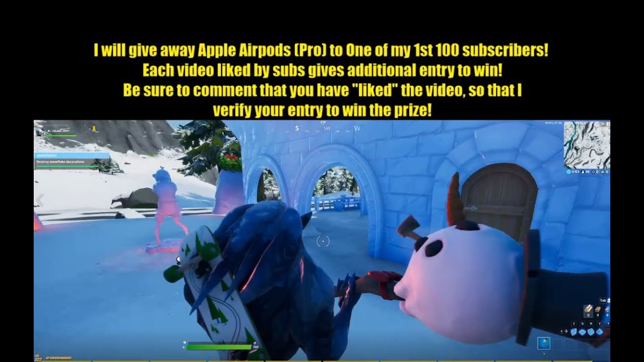 Fortnite Destroy 3 Snowflakes Challenge in 5 seconds Winterfest 2019 ...