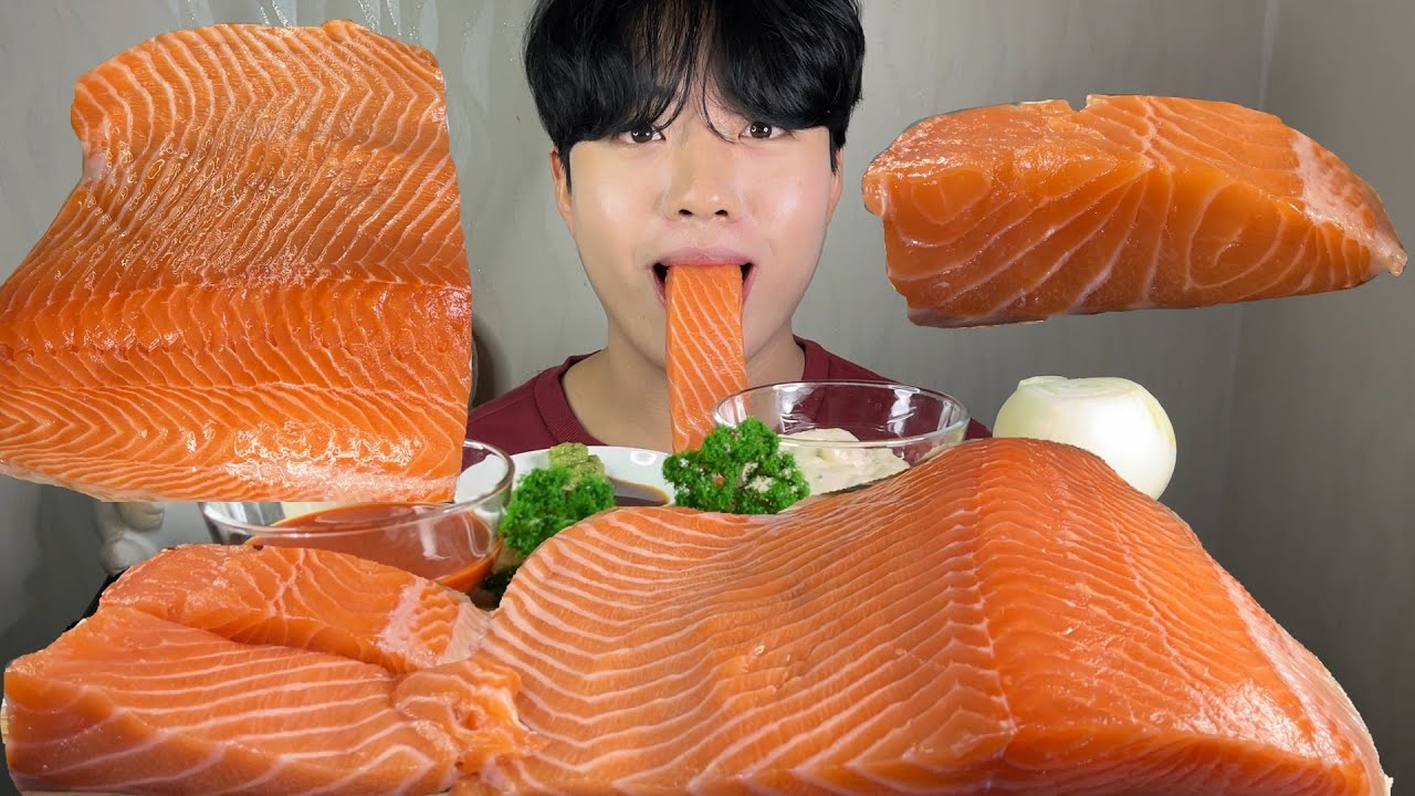 Asmr 통연어🐟 1kg 먹방 Salmon Sashimi Mukbang Youtube