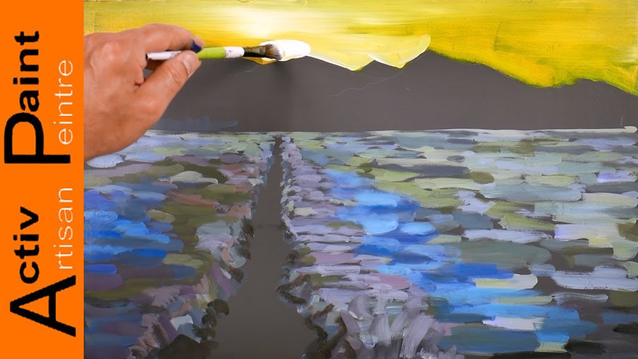 pittura acrilica paesaggio giallo yellow landscape acrylic painting ...