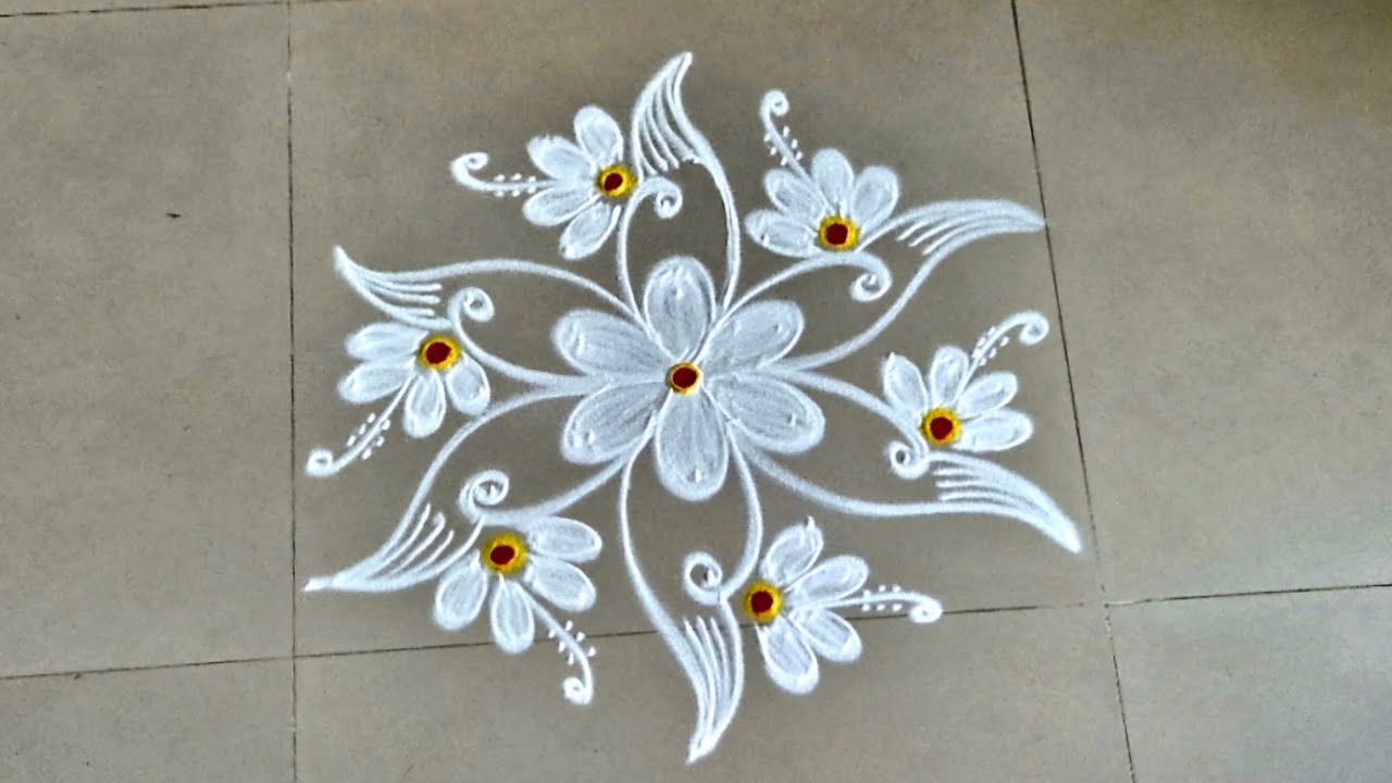 #Apartment rangoli for beginners (5-3)/#Friday rangoli designs/# ...