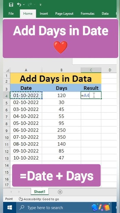 How to Add Days in Data in Excel - YouTube