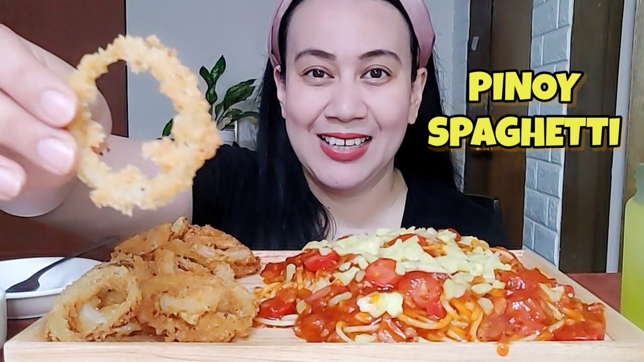 PINOY SPAGHETTI | ONION RINGS | MUKBANG | MUKBANG PHILIPPINES - YouTube
