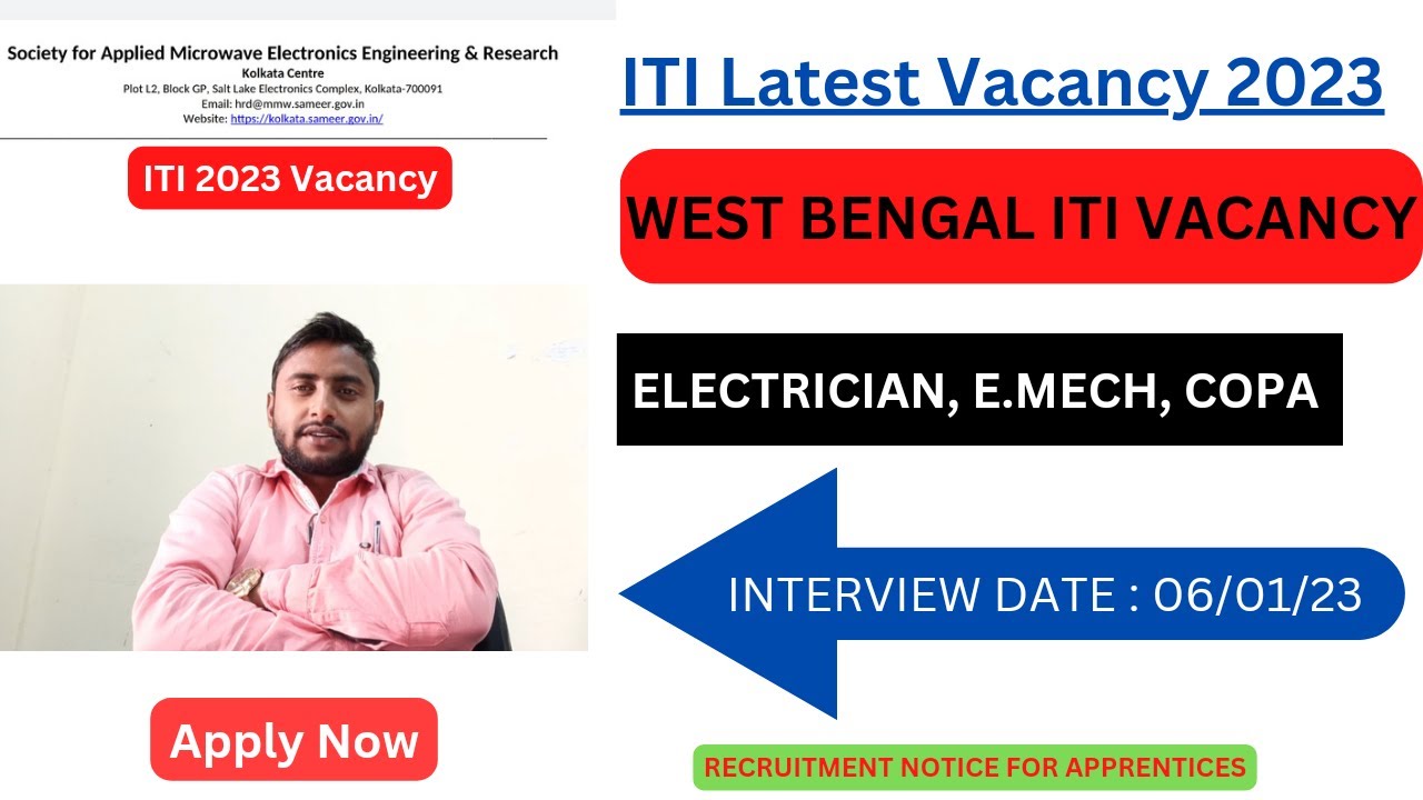 ITI APPRENTICE VACANCY 2023 KOLKATA | ELECTRICIAN,E.MECH, COPA आईटीआई ...