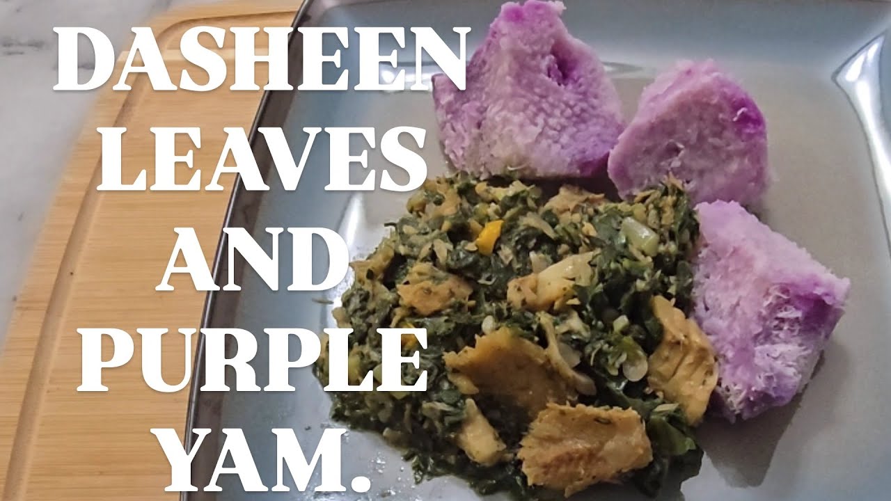 Dasheen leaves, salted pollock and Purple Yam. - YouTube