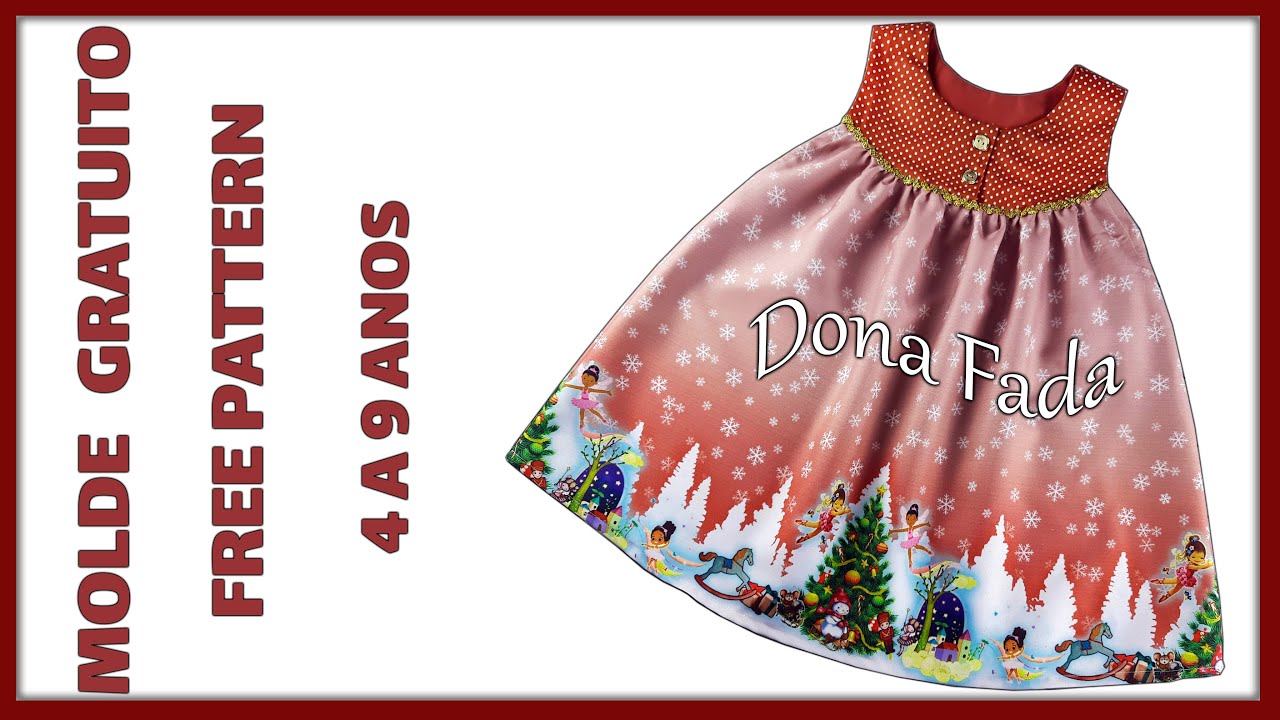 Vestido com Pala Circular - 4 a 9 anos - Molde Gratuito "Dona Fada ...