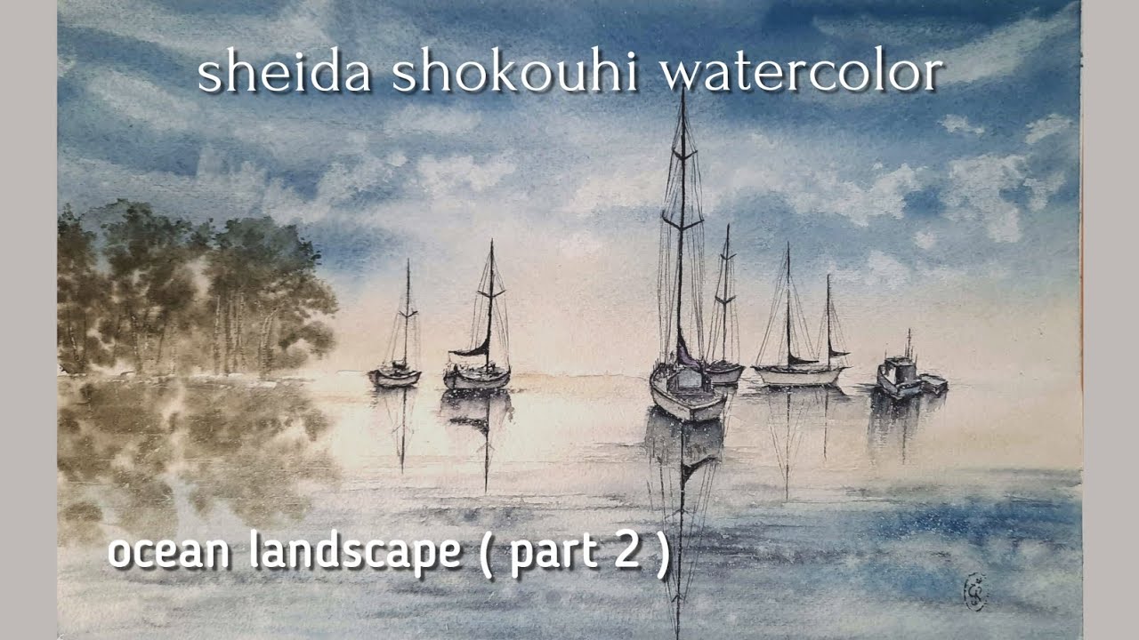 How to paint a watercolor ocean landscape ( part 2 ) - YouTube