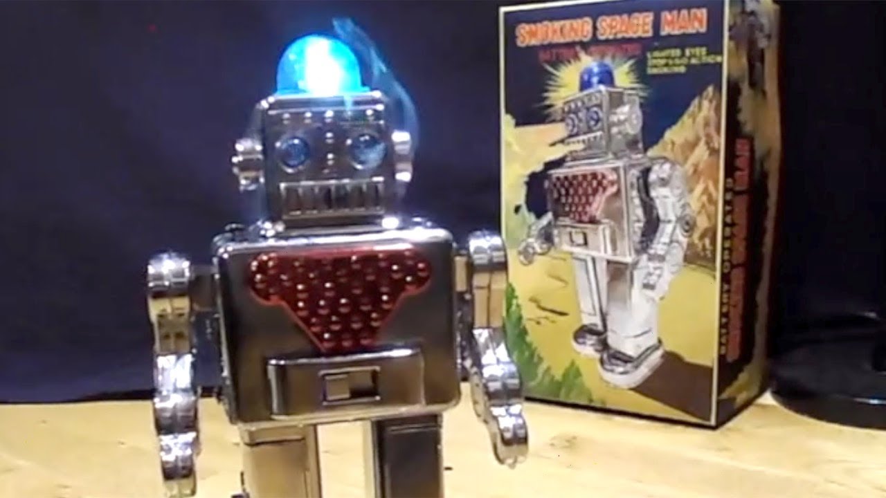 Chrome Smoking Spaceman one-of-a-kind custom robot - YouTube