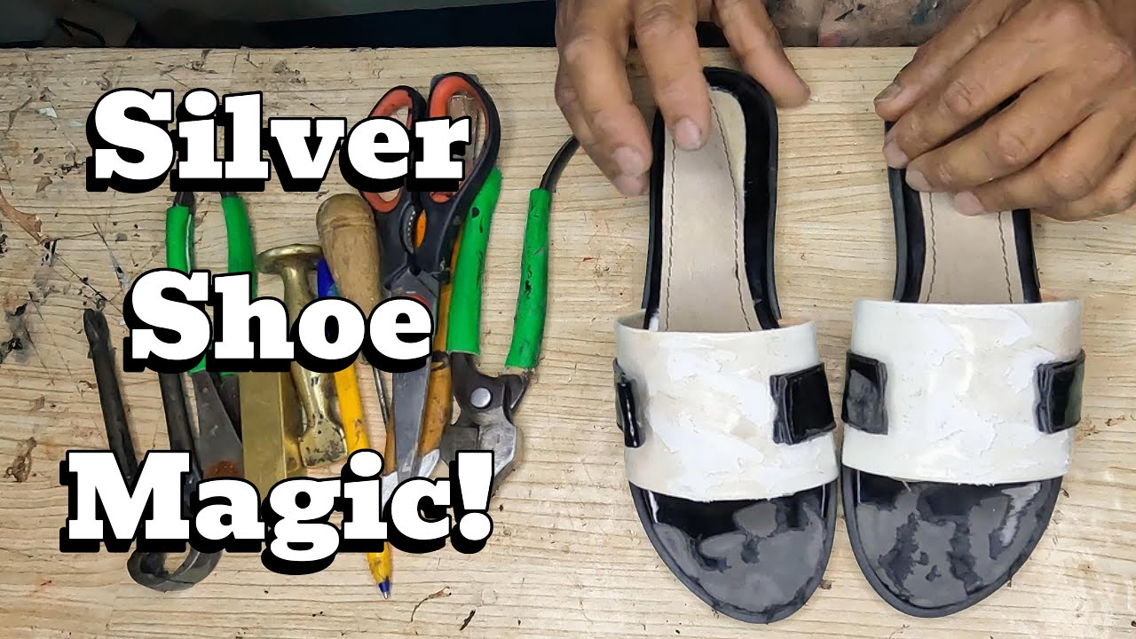 Transforming Worn-Out Sandals into Stylish Silver Slippers! - YouTube