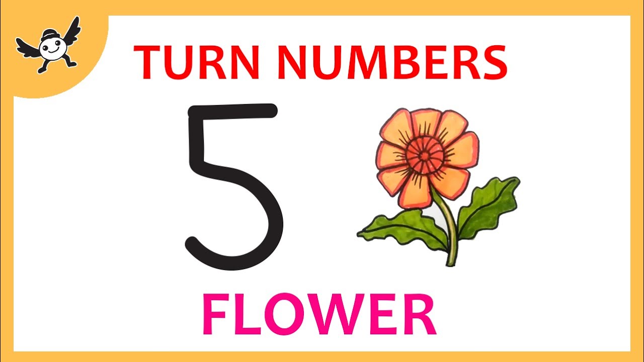 How To Draw a FLOWER Using Number 5 – Very Easy Flower Drawing Tutorial ...