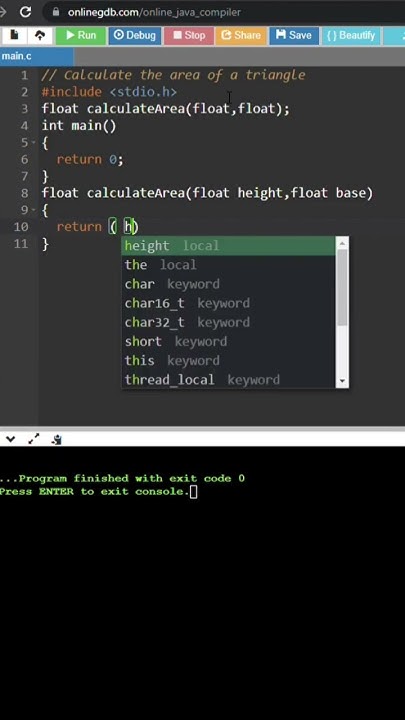 Calculate The Area Of A Triangle In C Programming Program Cprogramming Shorts Coding Youtube 4635