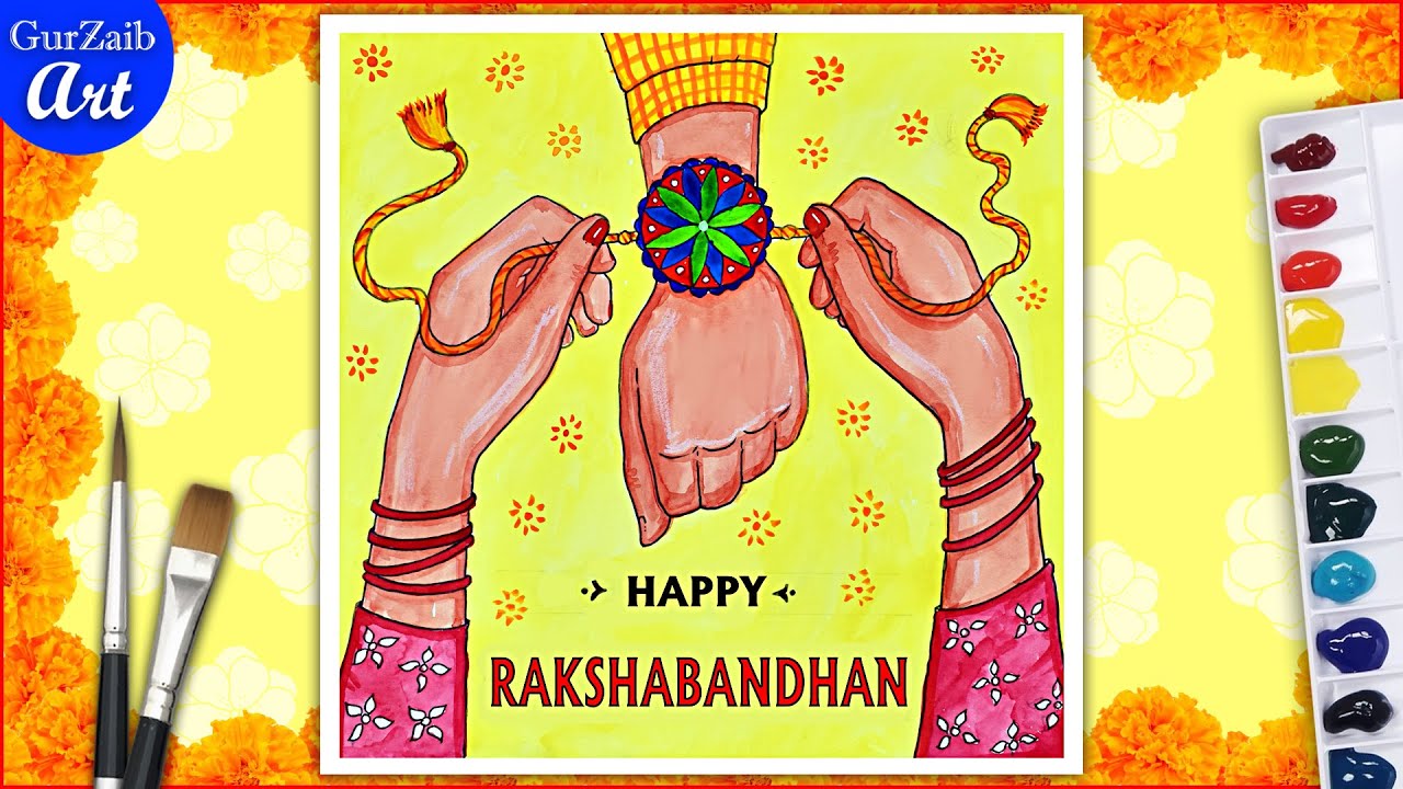 Raksha Bandhan drawing || Rakhi festival painting art || easy and step ...