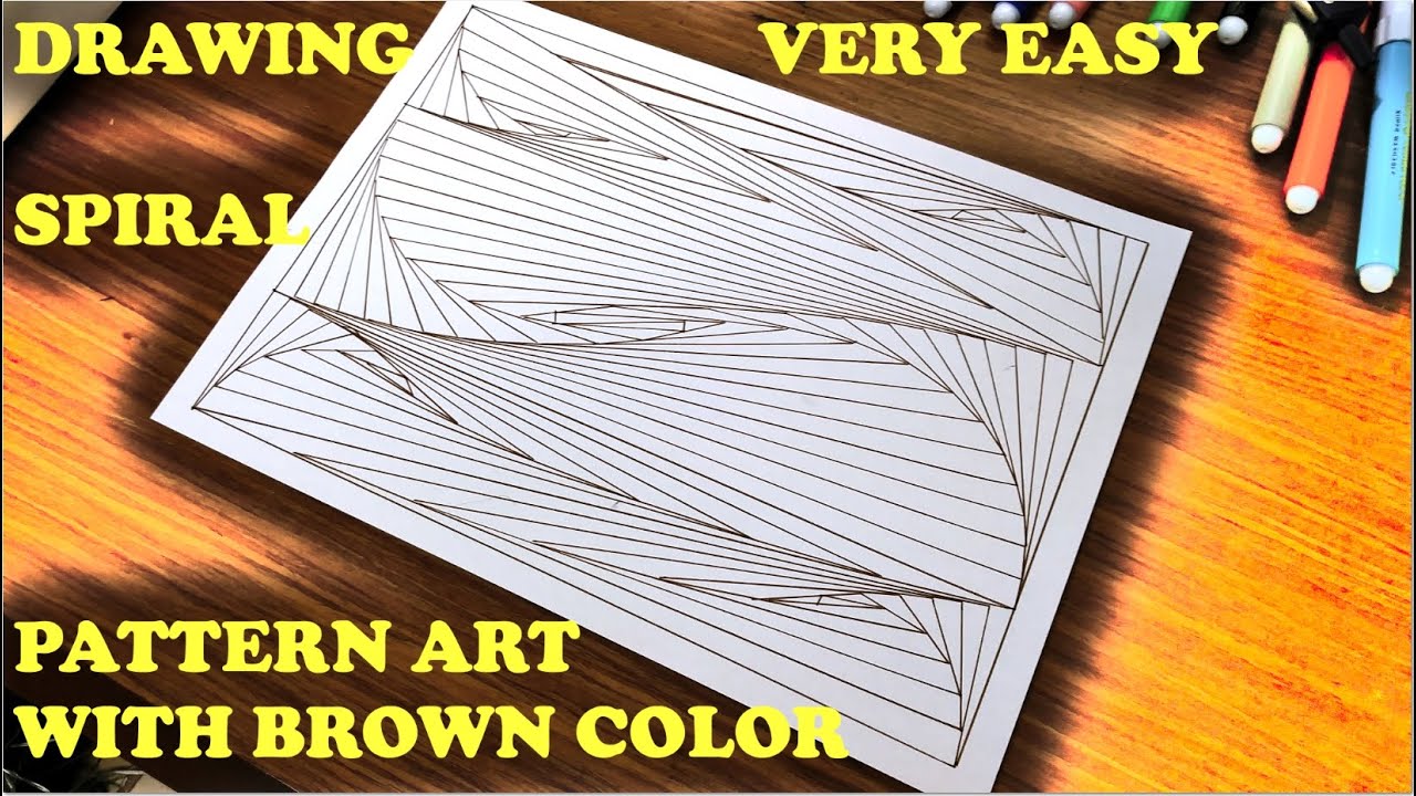 DRAWING VERY EASY SPIRAL PATTERN ART WITH BROWN COLOR - YouTube