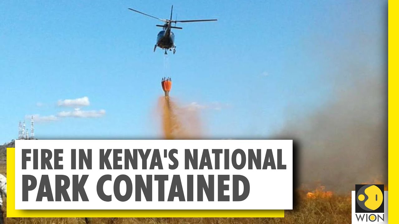 Huge wildfire contained in Kenya's national park | World News - YouTube