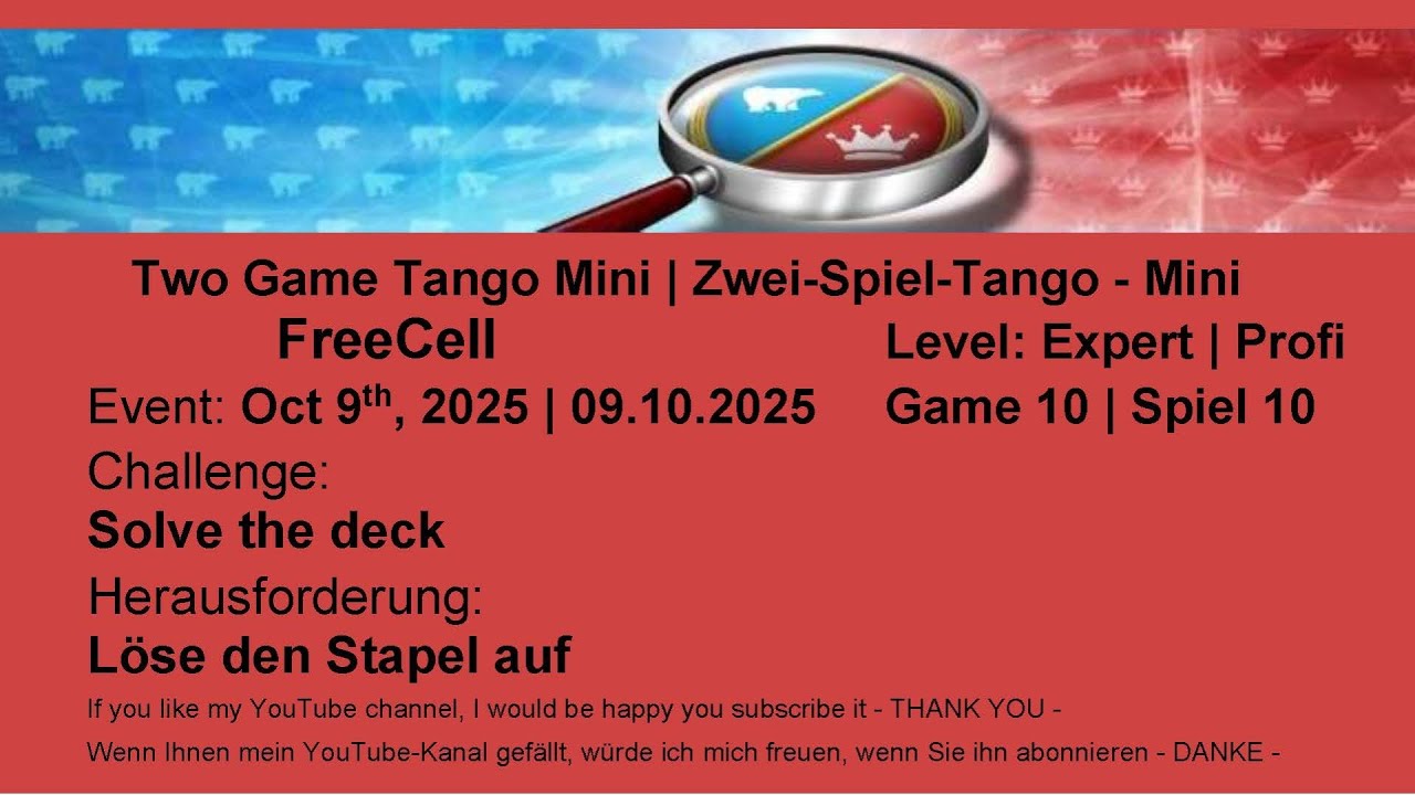 Two Game Tango Mini FreeCell - Expert #10 | Oct 9th, 2025 - YouTube