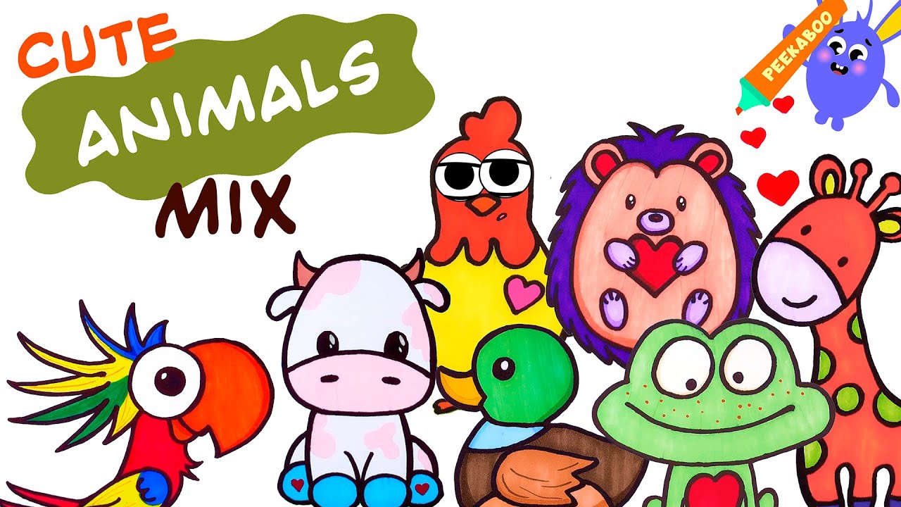 How to draw a cute animals | Mix of animal drawings - YouTube