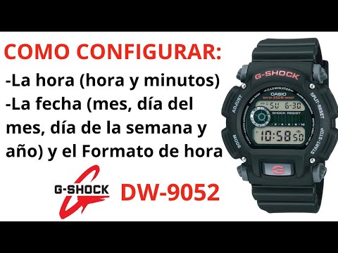 Cómo configurar la hora, fecha y formato de hora en el reloj Casio G-Shock DW-9052 - YouTube