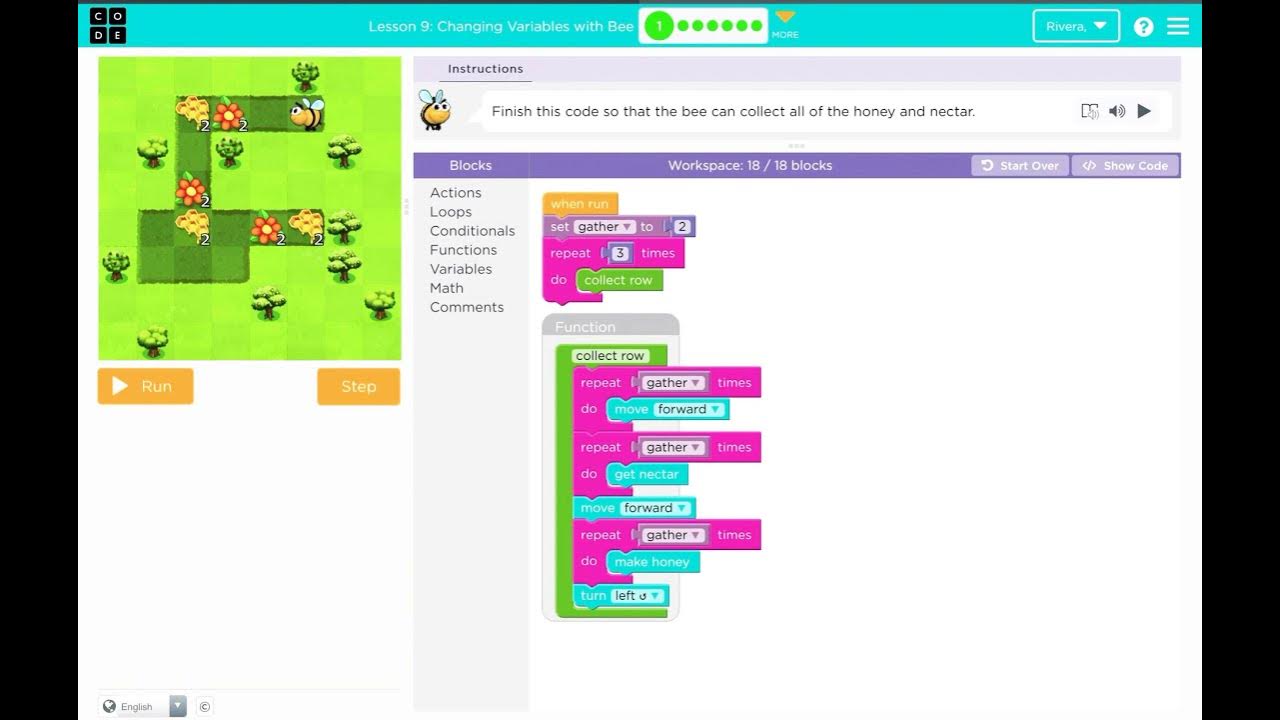 Course F lesson 9 (Tell me what code you want me to do next) - YouTube